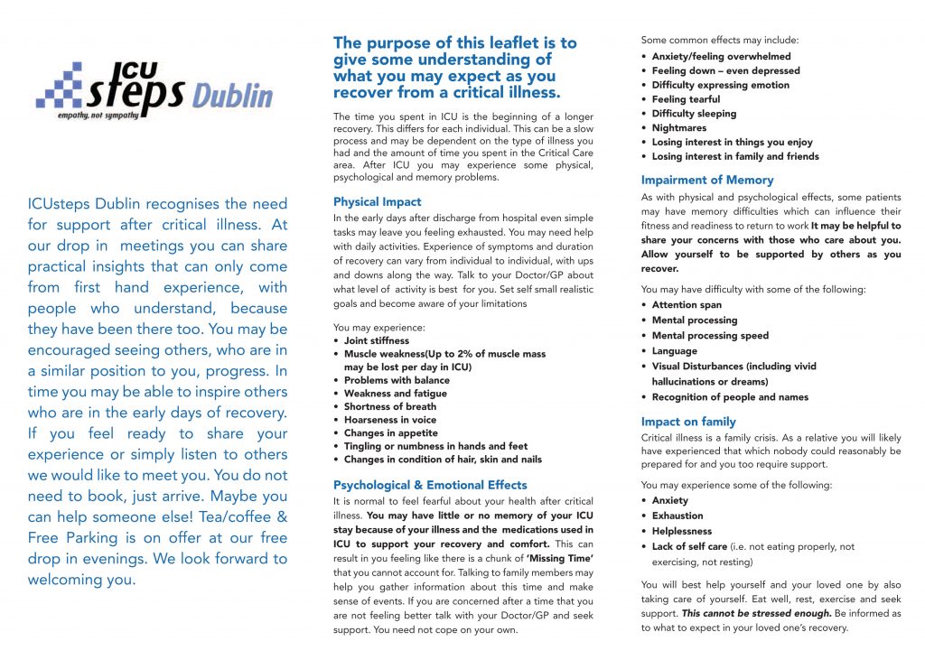 ICUsteps Dublin Patient Booklet - ICUsteps Dublin